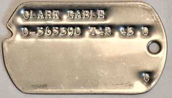 Clark Gable Dog Tags - Clark Gable Reproduction WW2 Dog Tags