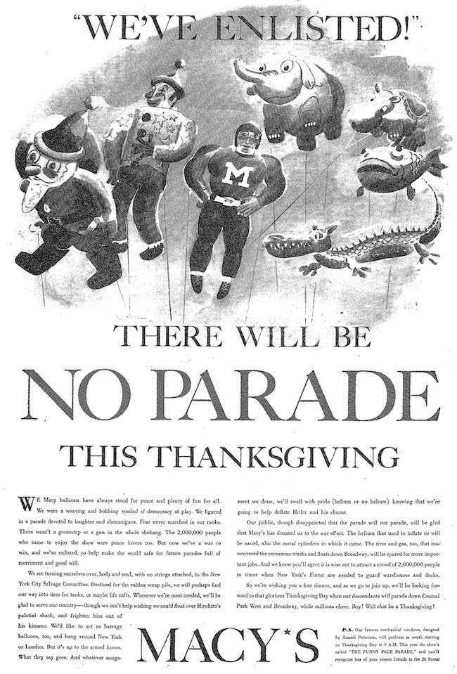 WE'VE ENLISTED - Macy's Thanksgiving Parade WWII Ad