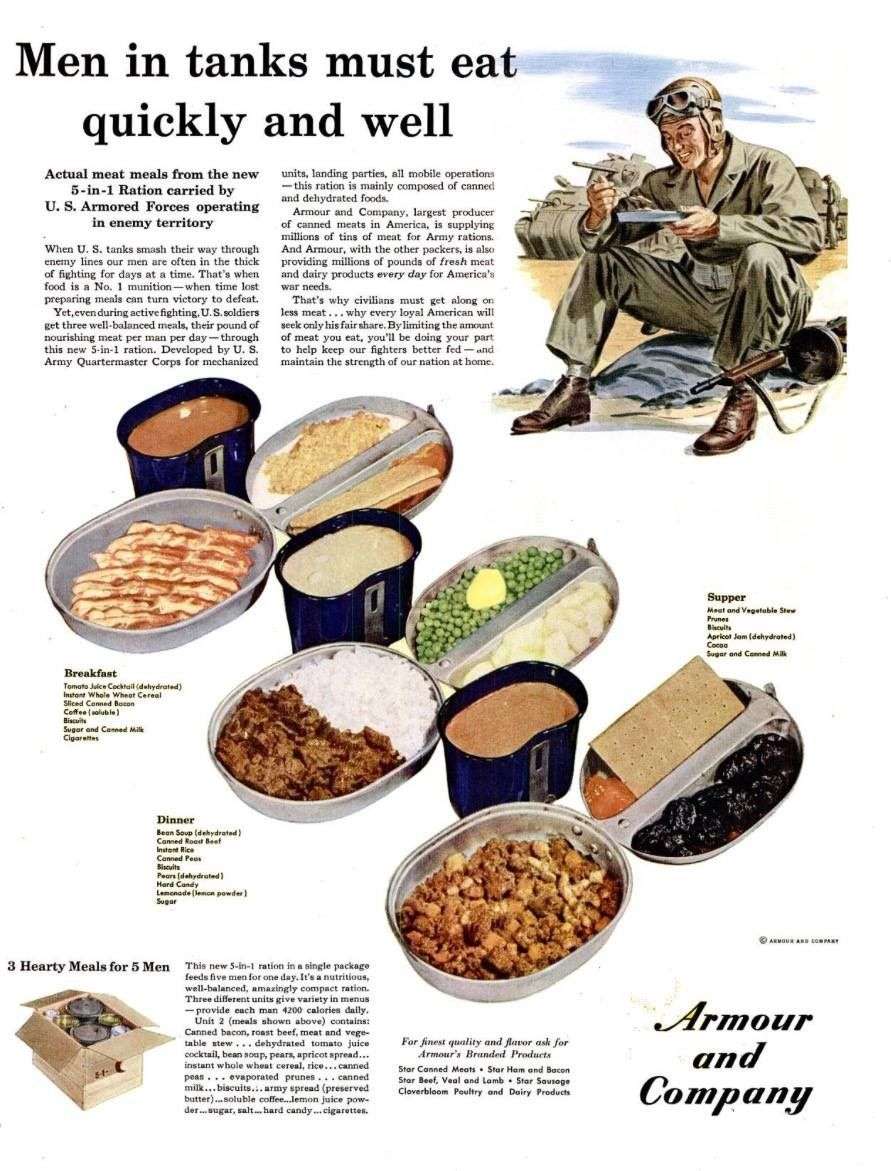 The 5 in 1 Ration World War 2 Armor And Rations Ad WWII Food The 5 in 1 Ration World War 2 Armor And Rations Ad WWII Food